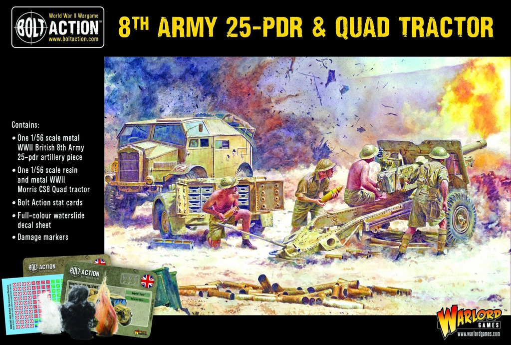 Bolt Action : 8th Army 25 pounder Light Artillery, Quad & Limber ...